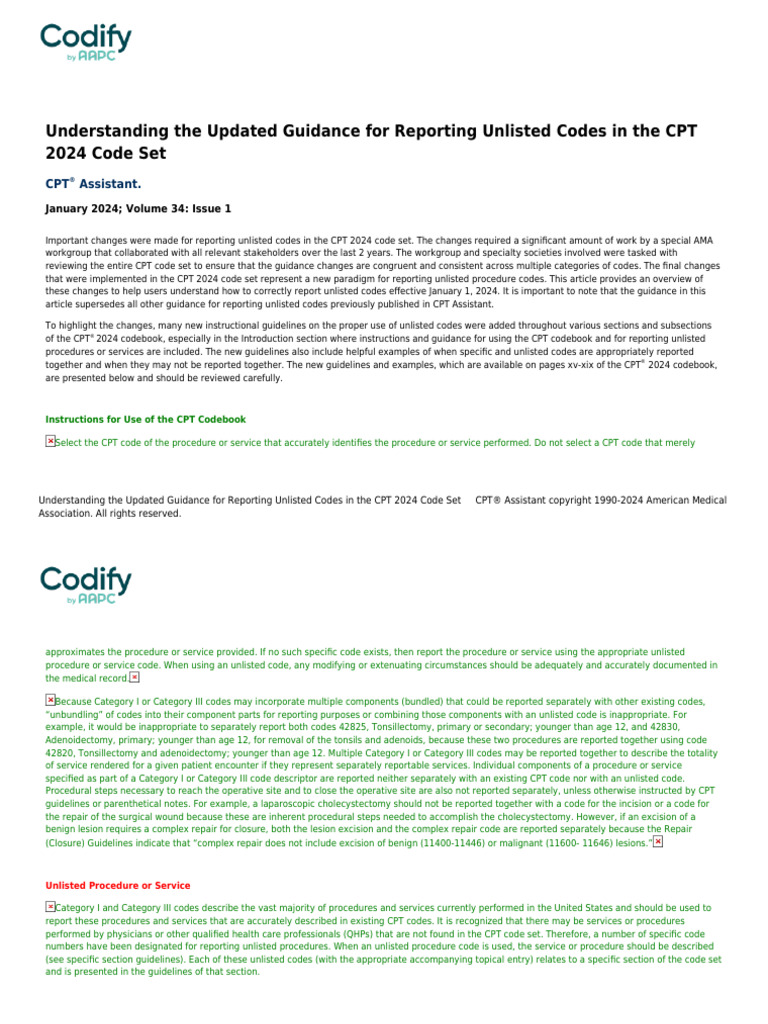 Understanding The Updated Guidance For Reporting Unlisted Codes in The ...