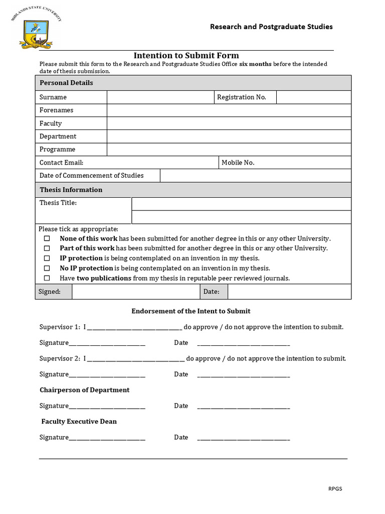Intention To Submit Form | PDF