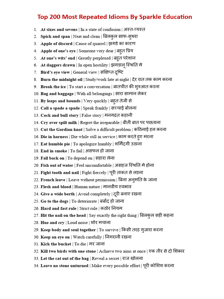 Top 200 Idioms (1) | PDF