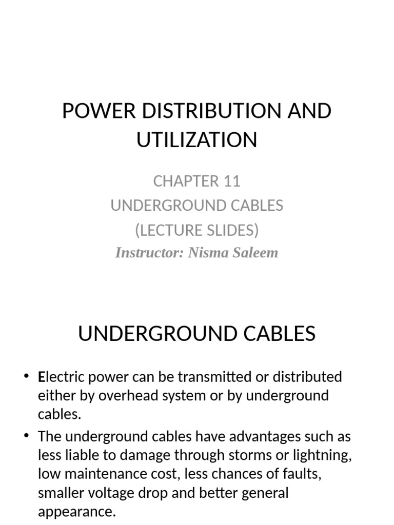 Ug Cables-Presentation | PDF | Insulator (Electricity) | Capacitance