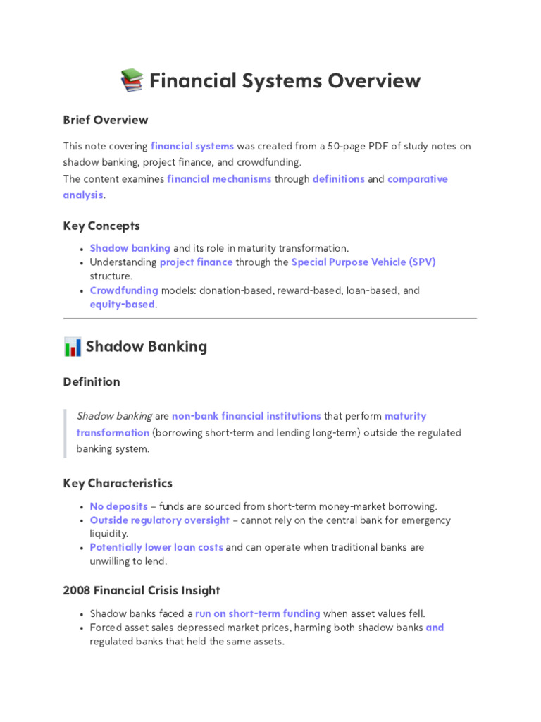 Shadow Banking, Project Finance, Crowdfunding Overview | PDF | Banks | Shadow Banking System