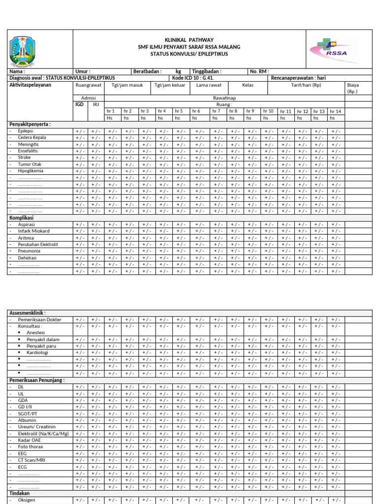 Clinical Pathway, Status Konvulsi - Epileptikus (MAR-UHU-LDR-dr - MCH ...