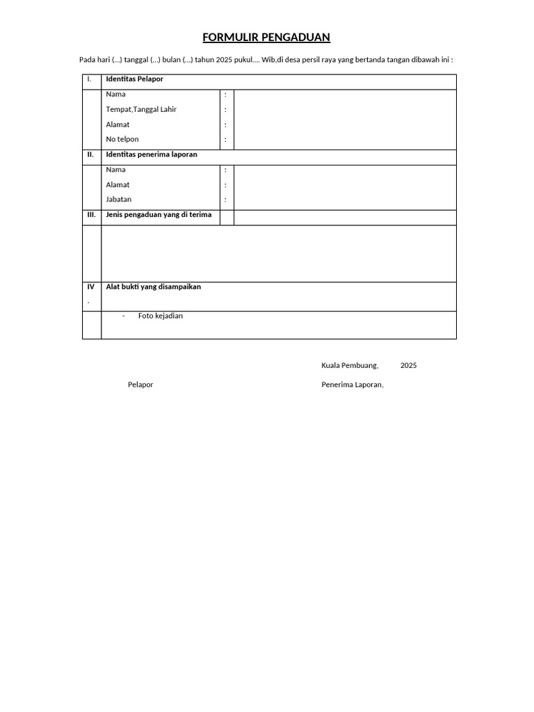 Formulir Pengaduan | PDF