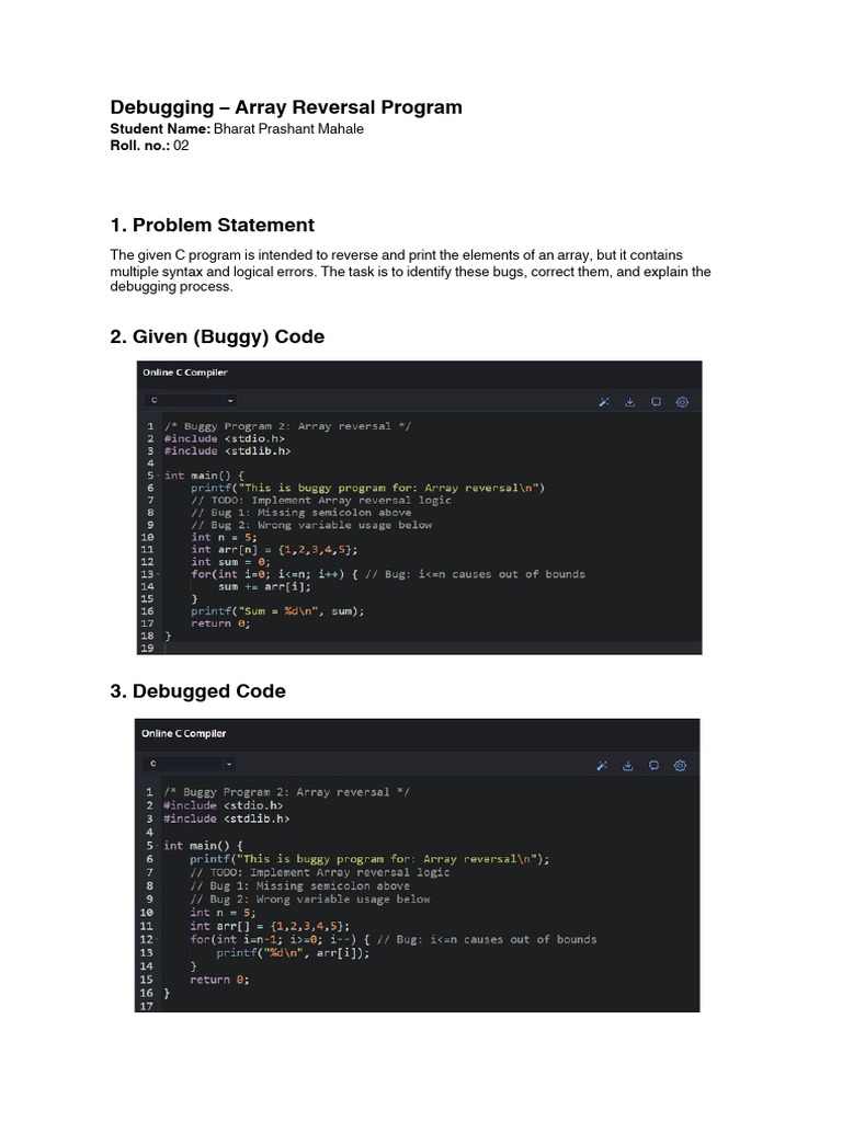 TA3 Array Reversal Debug Report With Images.pdf | PDF