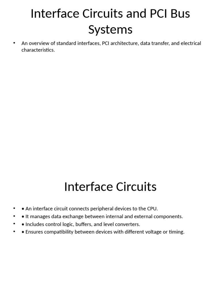 Interface Circuits and PCI | PDF | Computer Networking | Data Transmission