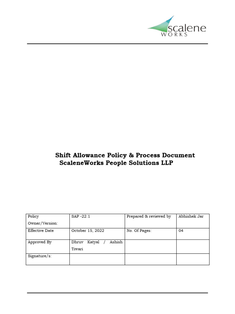 Shift Allowance Policy Overview | PDF | Business