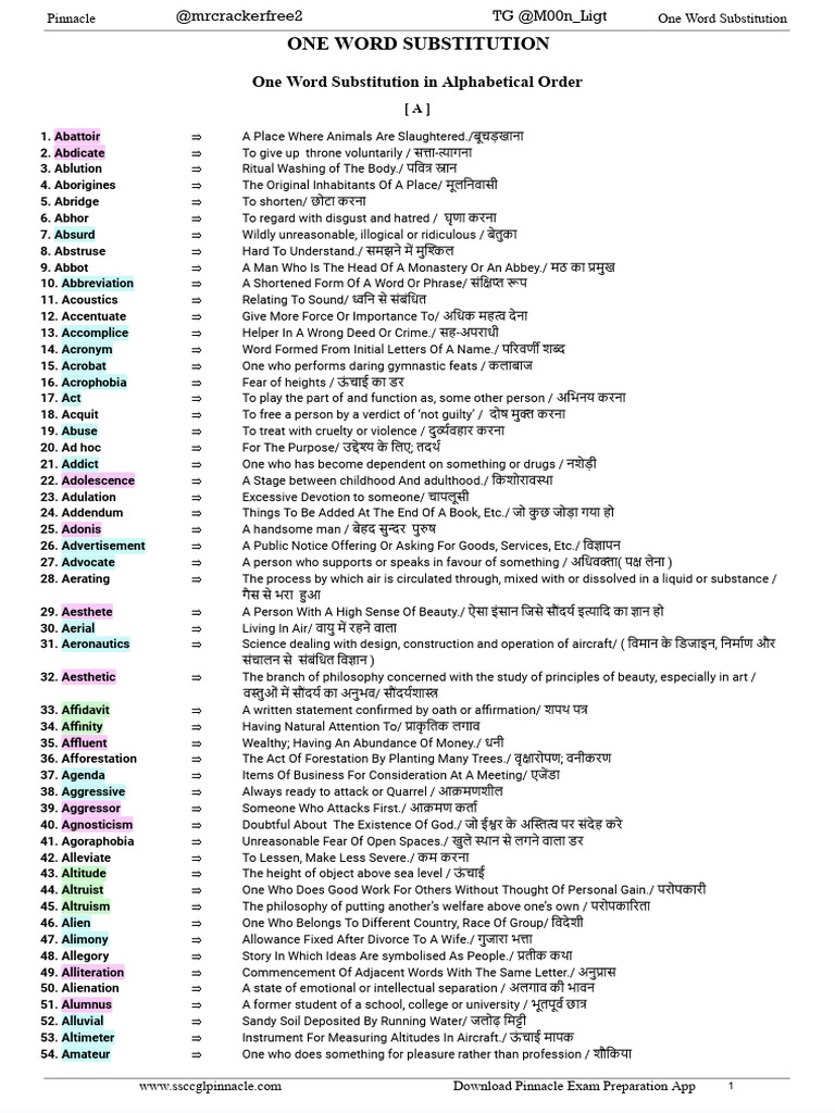One Word Substitution | PDF