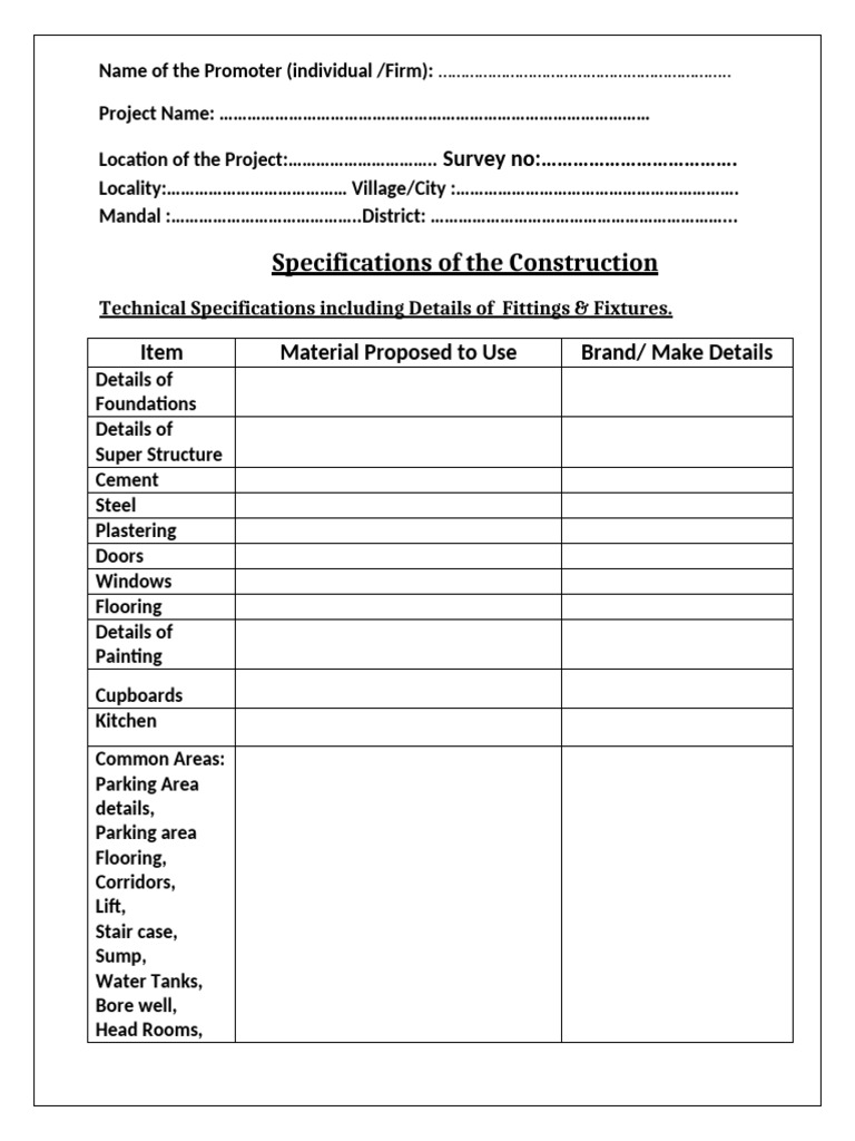 Project Construction Specifications Guide | PDF