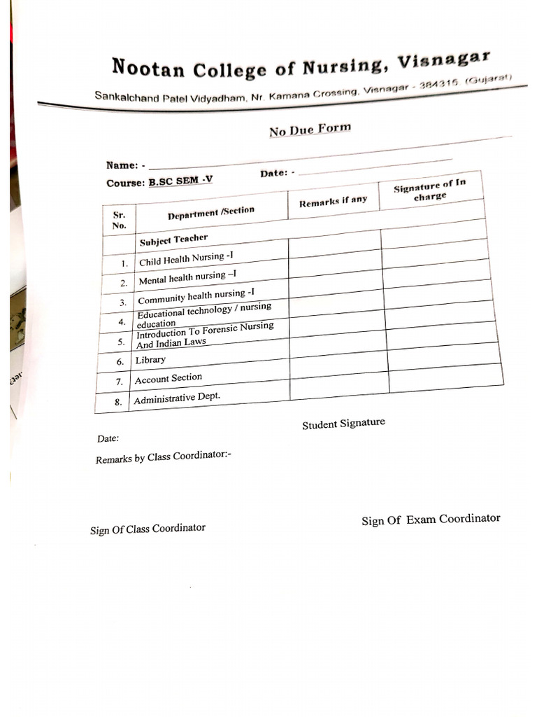 Exam No Due Form | PDF