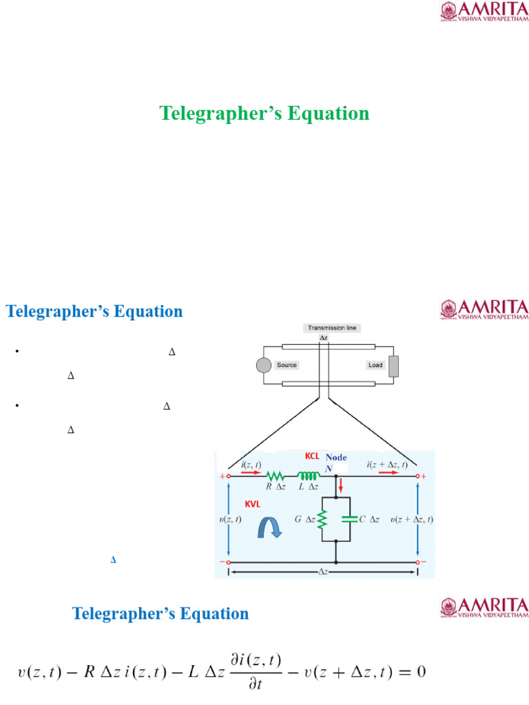 Telegrapher's Equation in Transmission Lines | PDF | Physics | Electronics