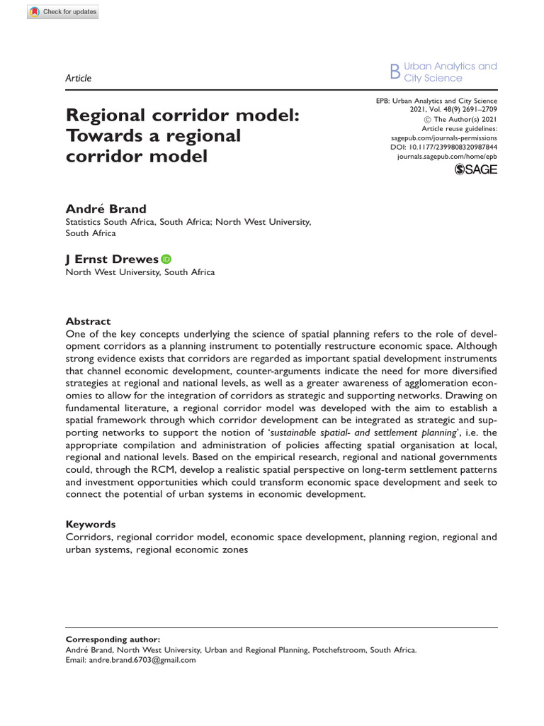 Regional Corridor Model for Economic Development | PDF | Economics | City