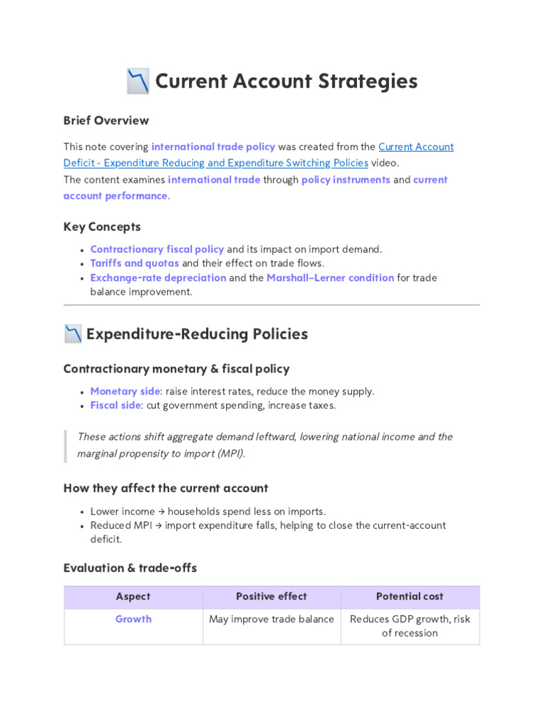 Current Account Policy Strategies | PDF | Government Budget Balance ...