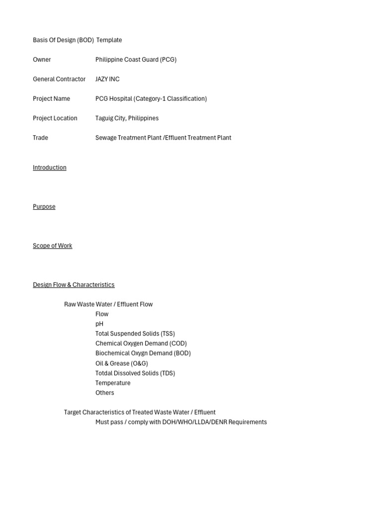 Sample BOD Template | PDF