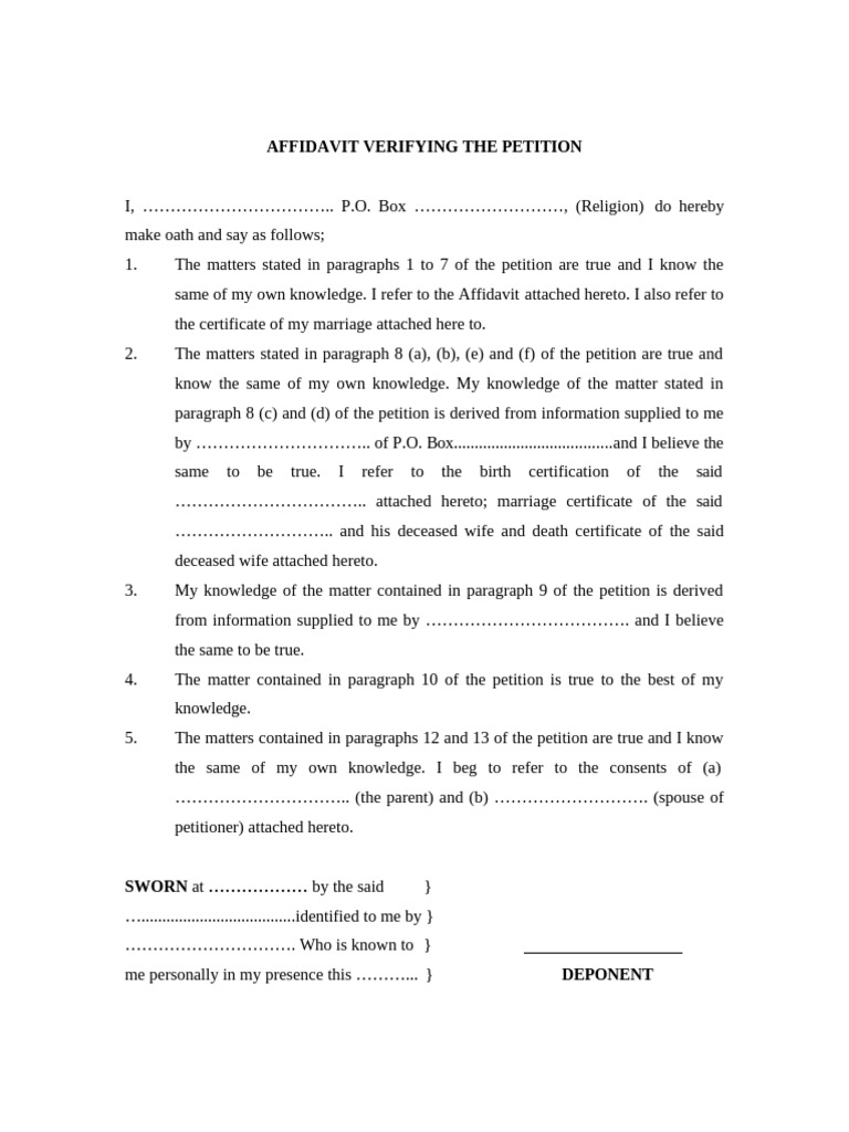 Affidavit Verifying The Petition | PDF