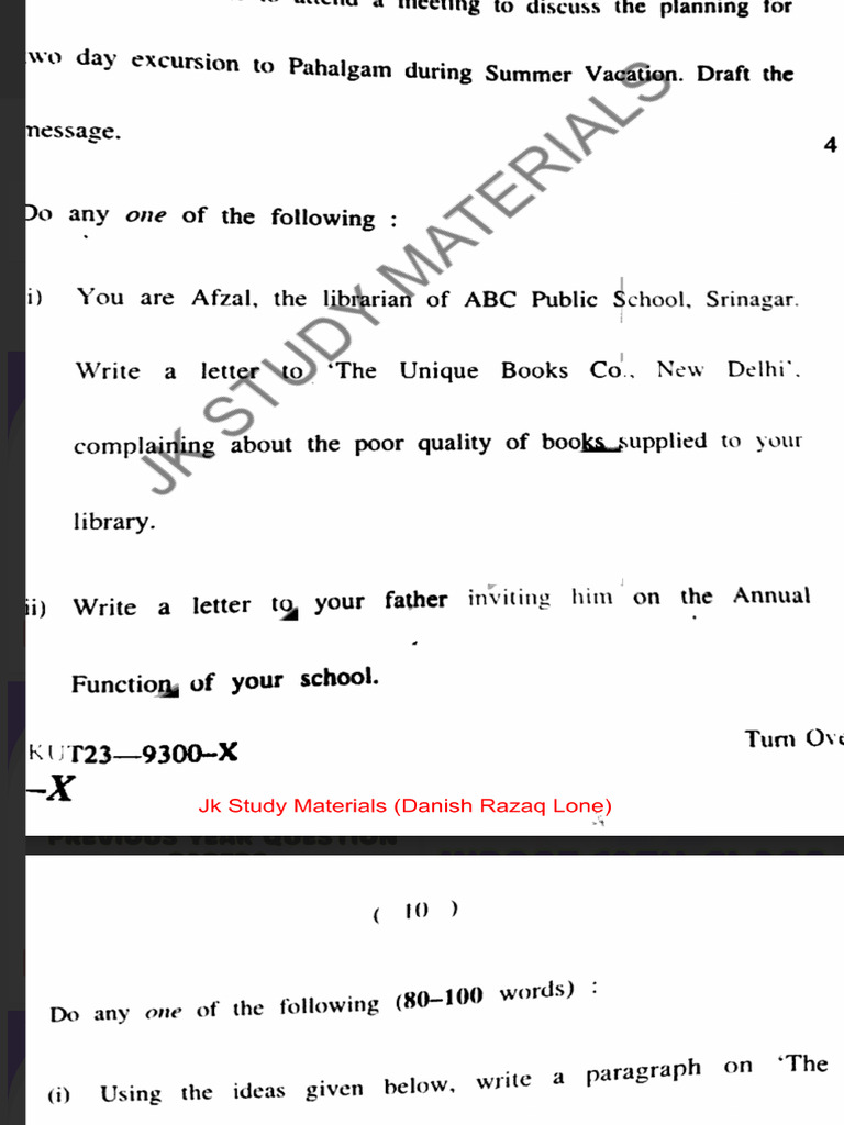 10th Class Exam Study Materials | PDF