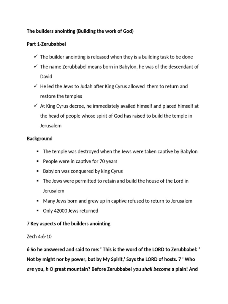 The Builders Anointing | PDF | Books Of The Hebrew Bible | Old ...