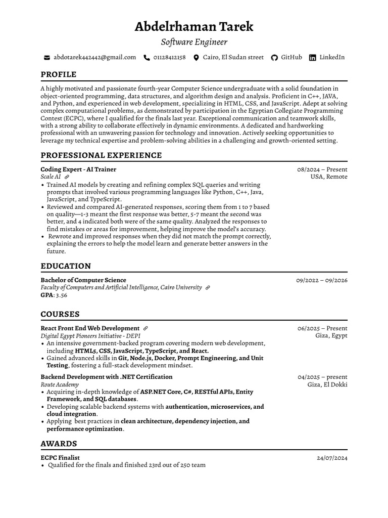 Abdo Tarek CV | PDF | Databases | Artificial Intelligence