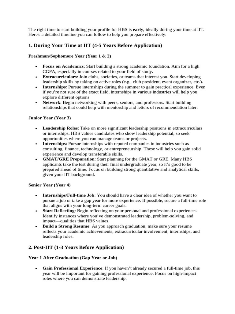 The Right Time To Start Building Your Profile For HBS Is Early | PDF ...