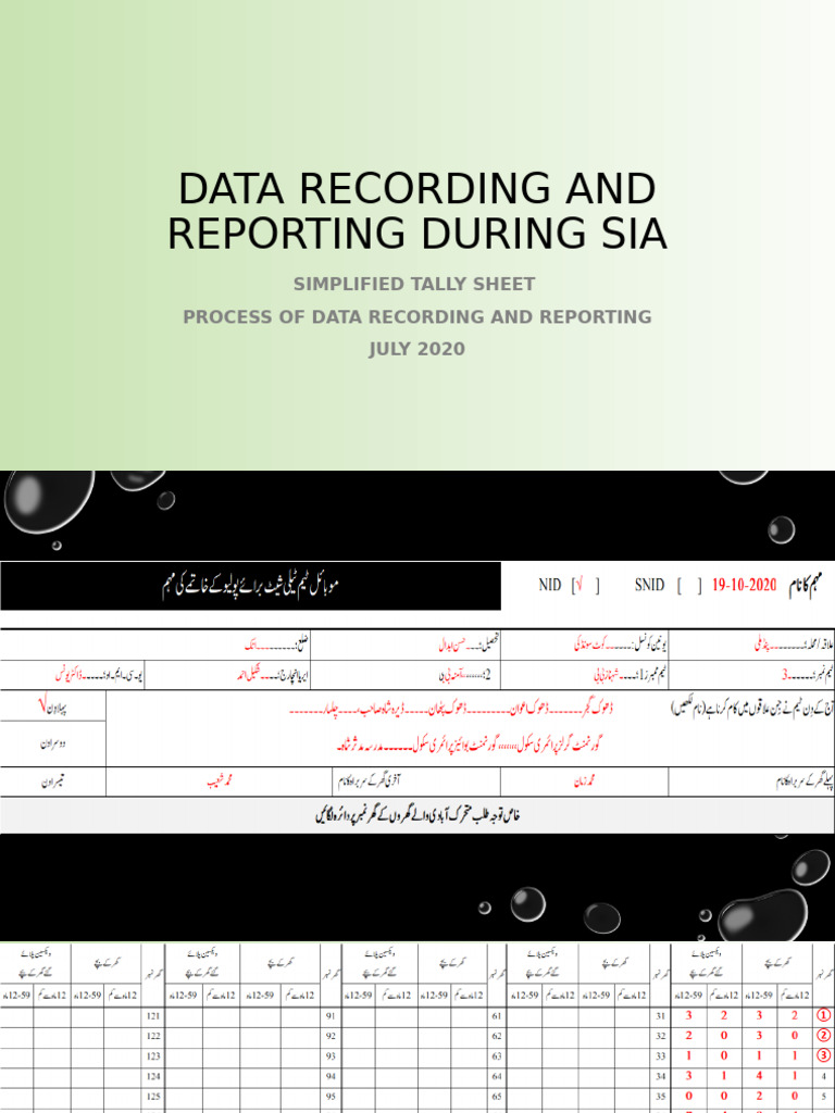 Tally Sheet - Data Recording and Reporting During SIA | PDF