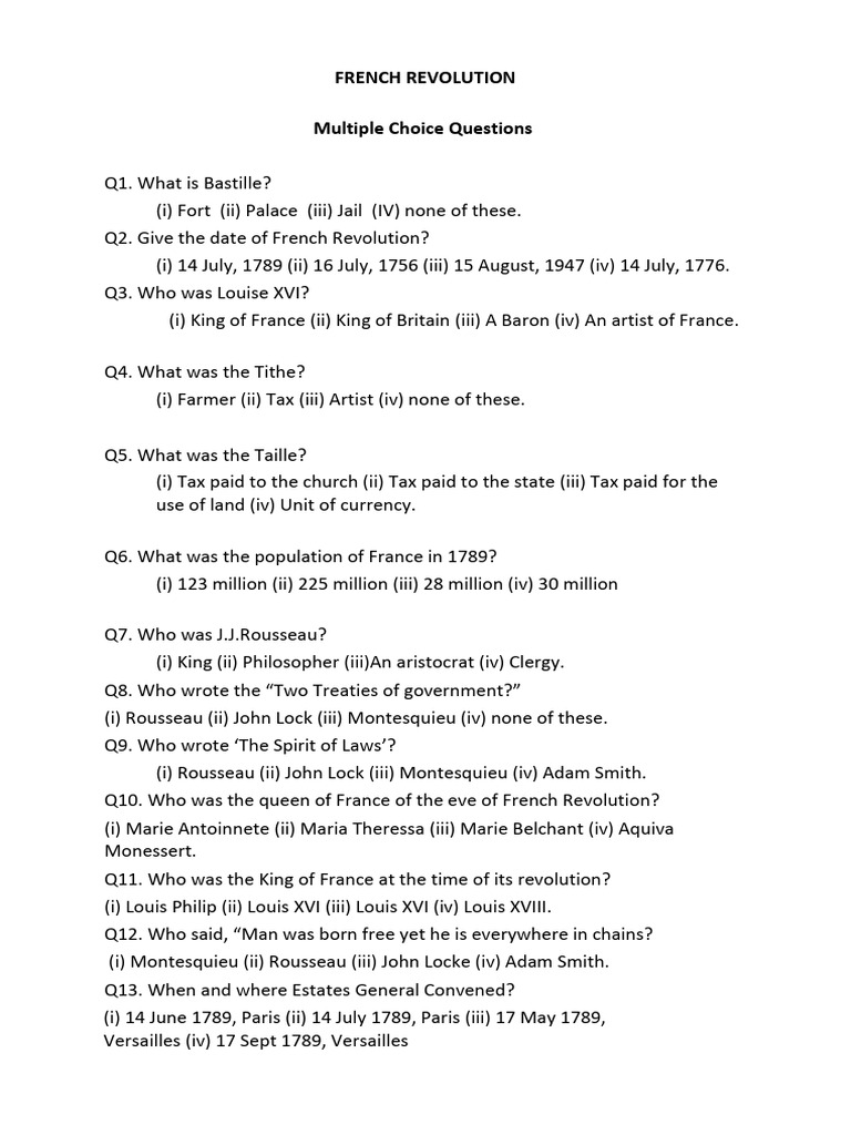 Worksheet 1 Class French Revolution | PDF | French Enlightenment ...