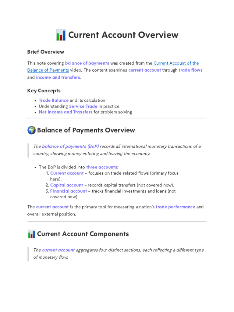 Current Account of The Balance of Payments | PDF | Balance Of Payments ...