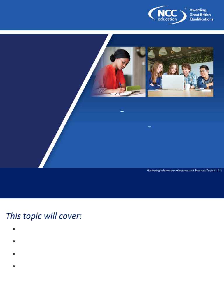 Topic 4 - Gathering Information - Lectures and Tutorials | PDF ...