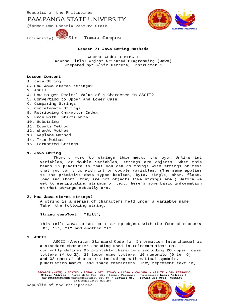 7. Java String Methods | PDF | String (Computer Science) | Ascii