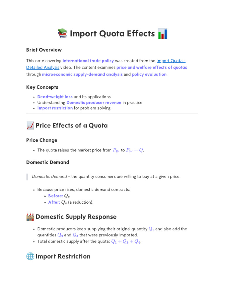 Import Quota - Detailed Analysis | PDF | Business | Economies