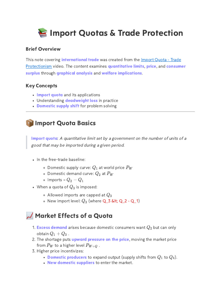 Import Quota - Trade Protectionism | PDF | Economic Surplus | Private ...