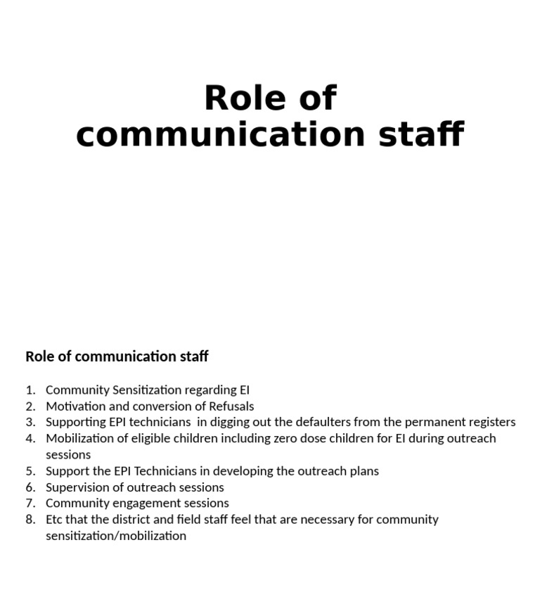 Communication Staff Roles in EI Outreach | PDF