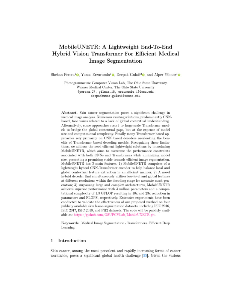 Mobileunetr: A Lightweight End-To-End Hybrid Vision Transformer For Efficient Medical Image ...