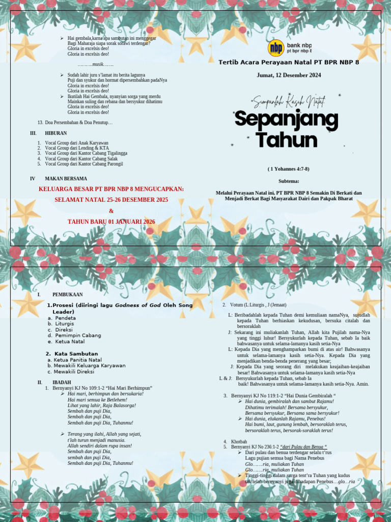 Perayaan Natal PT BPR NBP 8 2024 | PDF