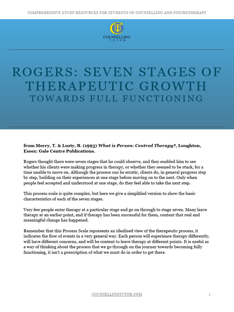CT Rogers 7 Stages of Therapeutic Growth | PDF | Psychotherapy | Feeling