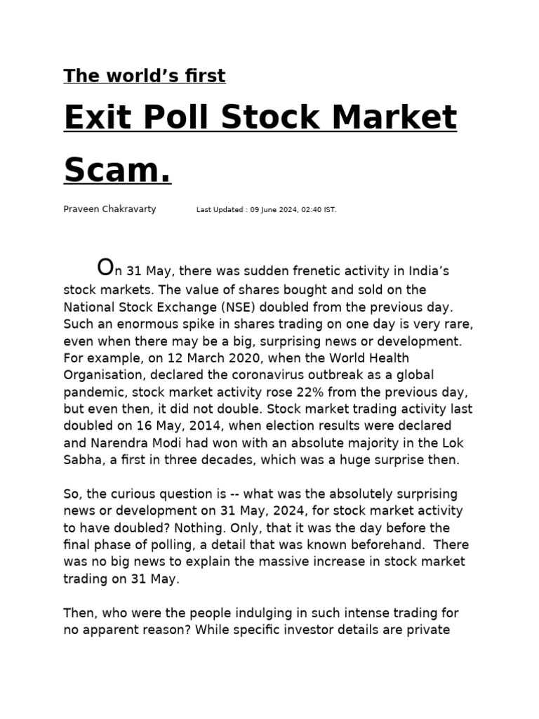 Exit Poll Stock Market Scam Uncovered | PDF | Stock Market | Stocks
