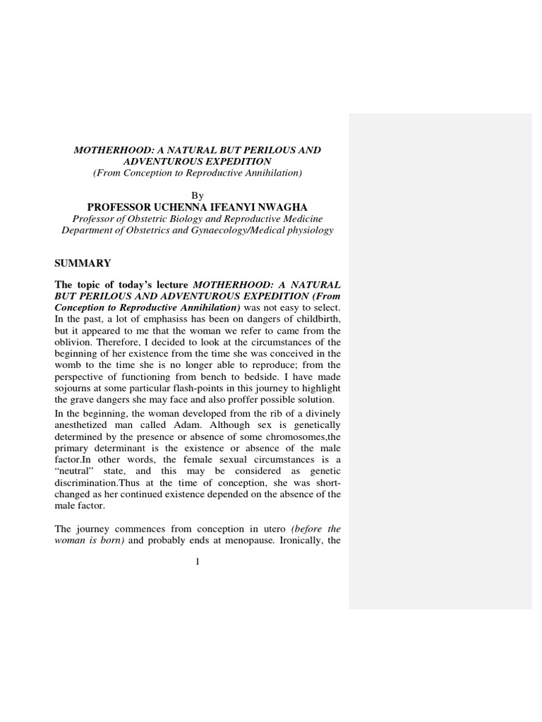 111th Inaugural Lecture Professor Uchenna Ifeanyi Nwagha | PDF | Gender ...