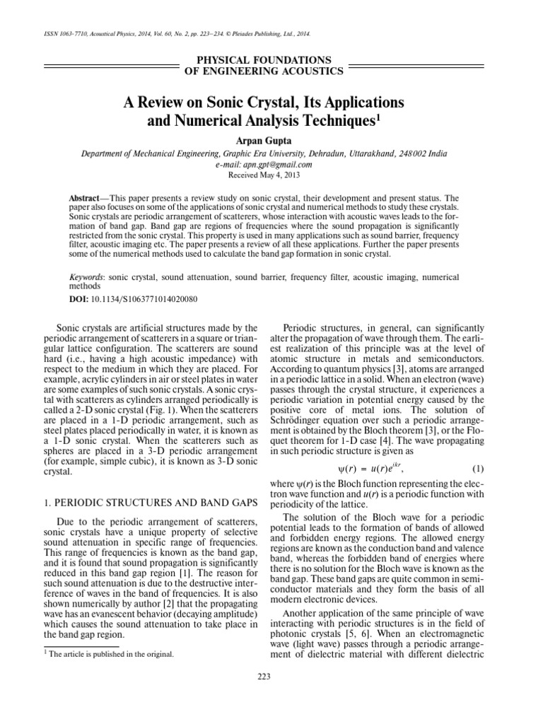 Sonic Crystal | PDF | Metamaterial | Applied And Interdisciplinary Physics