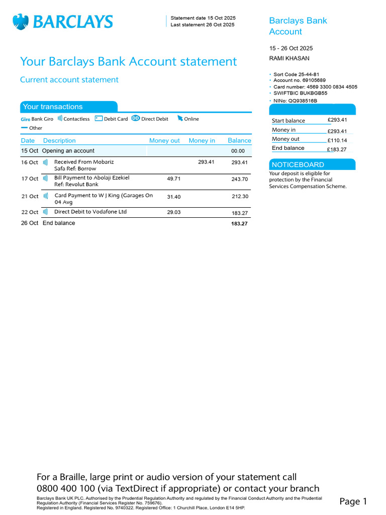 Rami Khasan | PDF | Overdraft | Debit Card