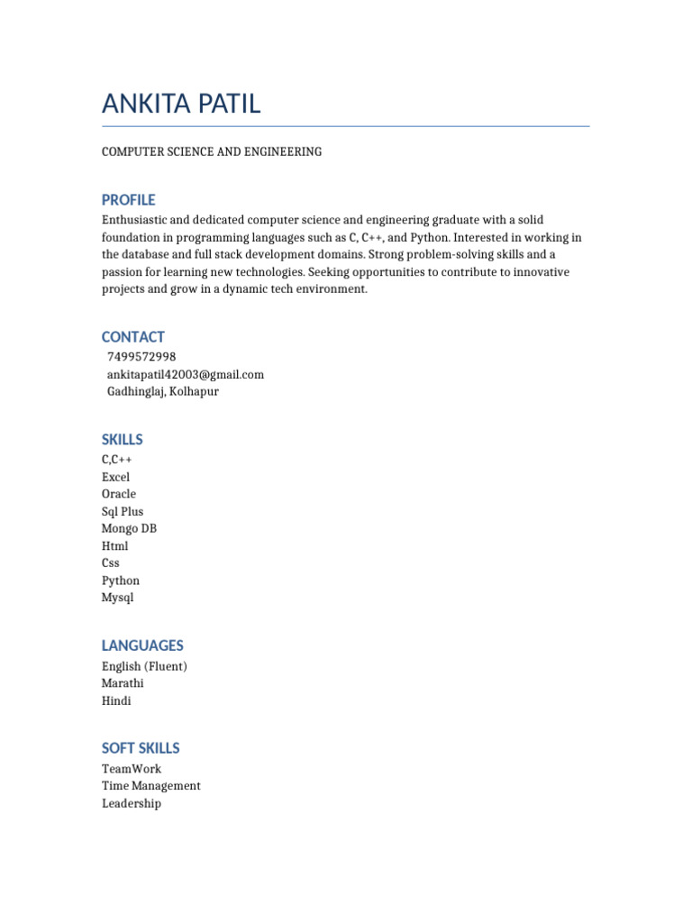 Ankita Patil CV | PDF