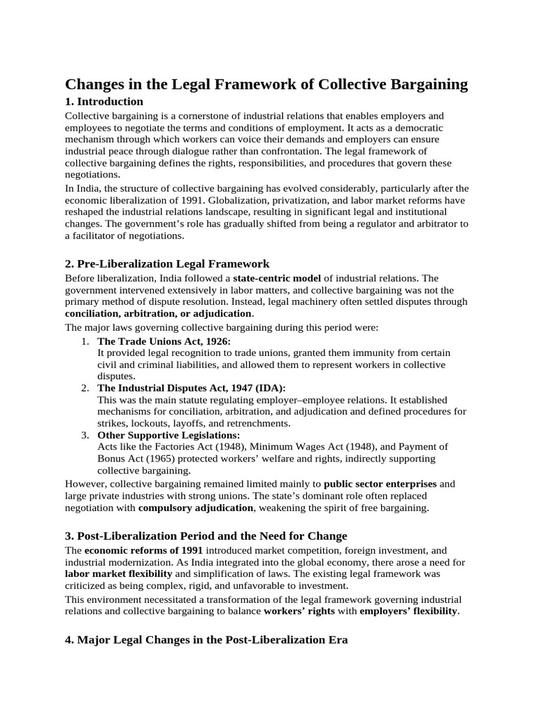 Unit 2 Changes in The Legal Framework of Collective Bargaining | PDF ...