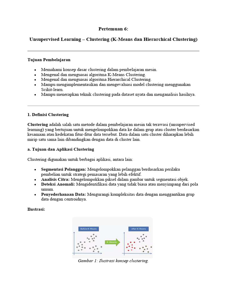 6 Unsupervised Learning - Clustering (K-Means Dan Hierarchical Clustering) KNN | PDF