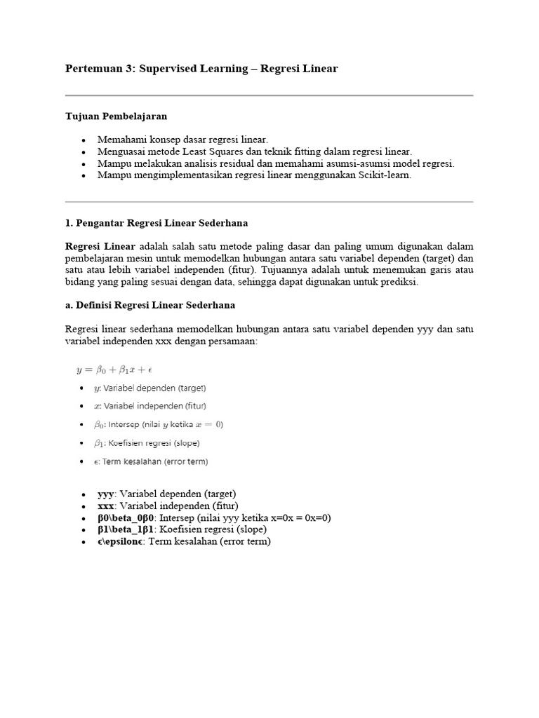 Panduan Regresi Linear dengan Scikit-learn | PDF