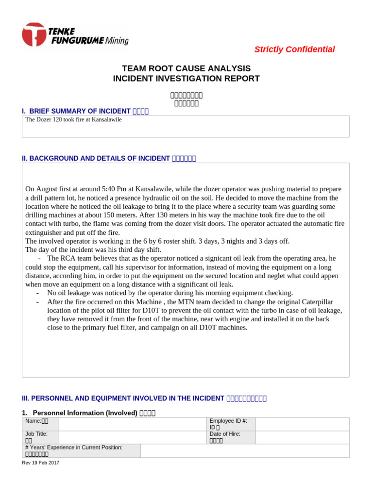 120 Dozer RCA Investigation Report | PDF | Personal Protective ...