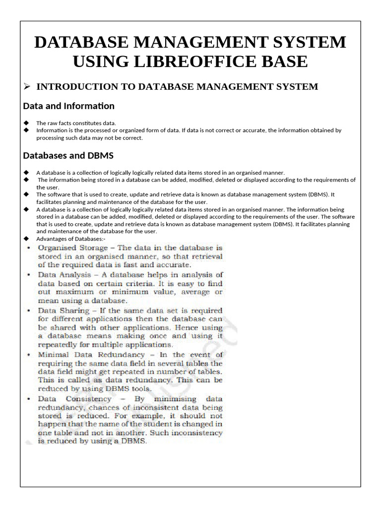 Database Management System Using Libreoffice Base | PDF | Relational ...