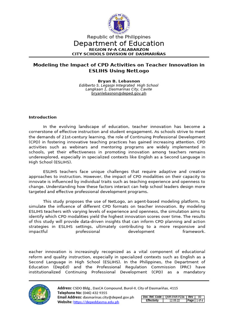 Basic Research Proposal Template | PDF | Teachers | Innovation