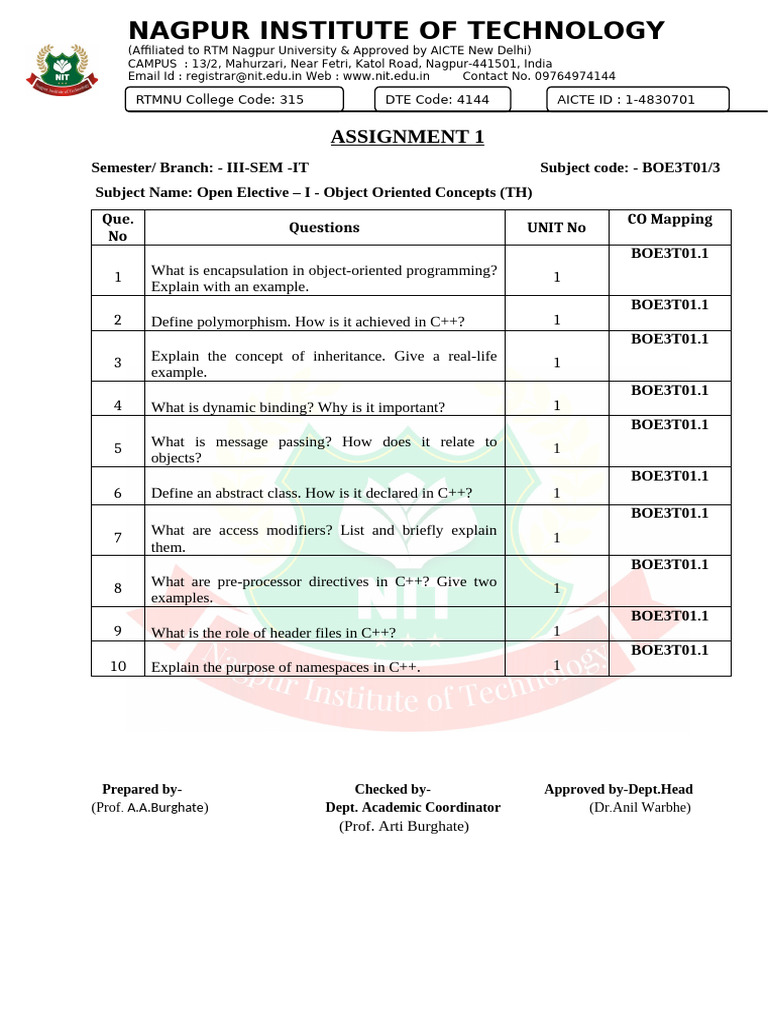 Oops Assignment 1 | PDF | Object Oriented Programming | C++