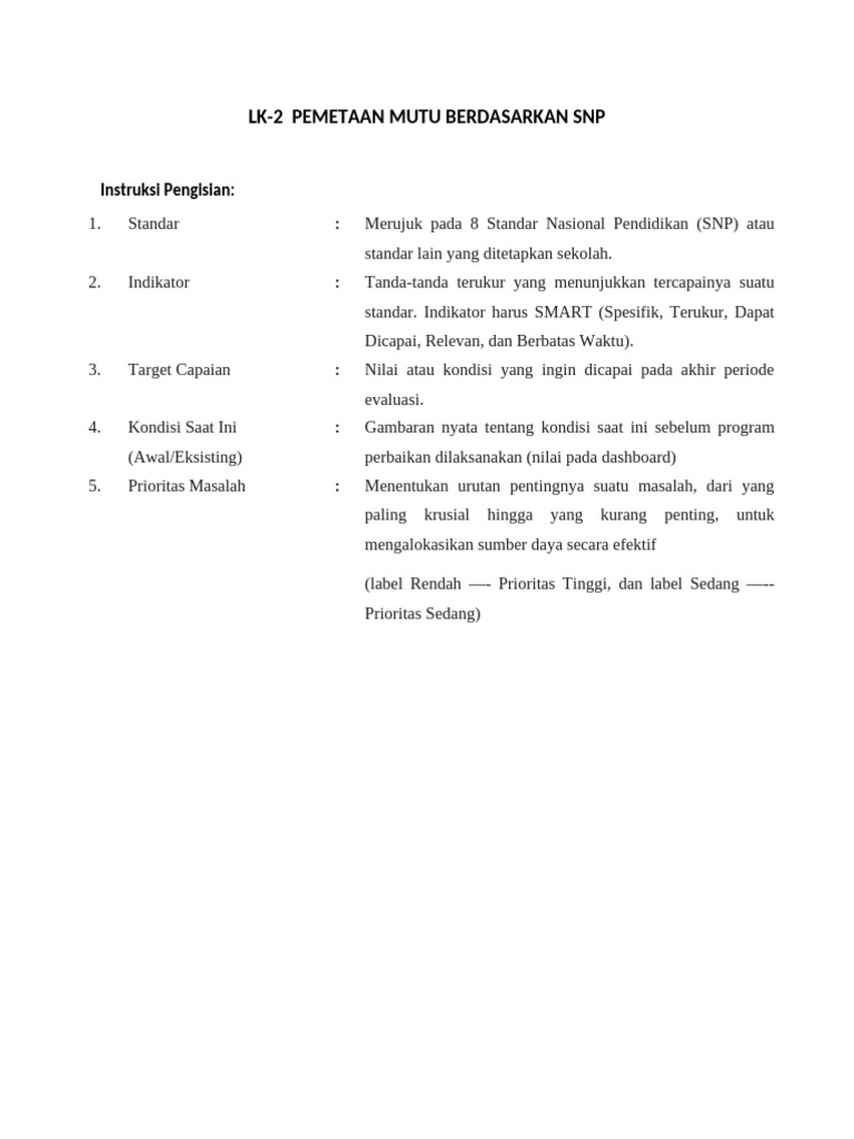 LK - 2 Pemetaan Mutu PAUD | PDF