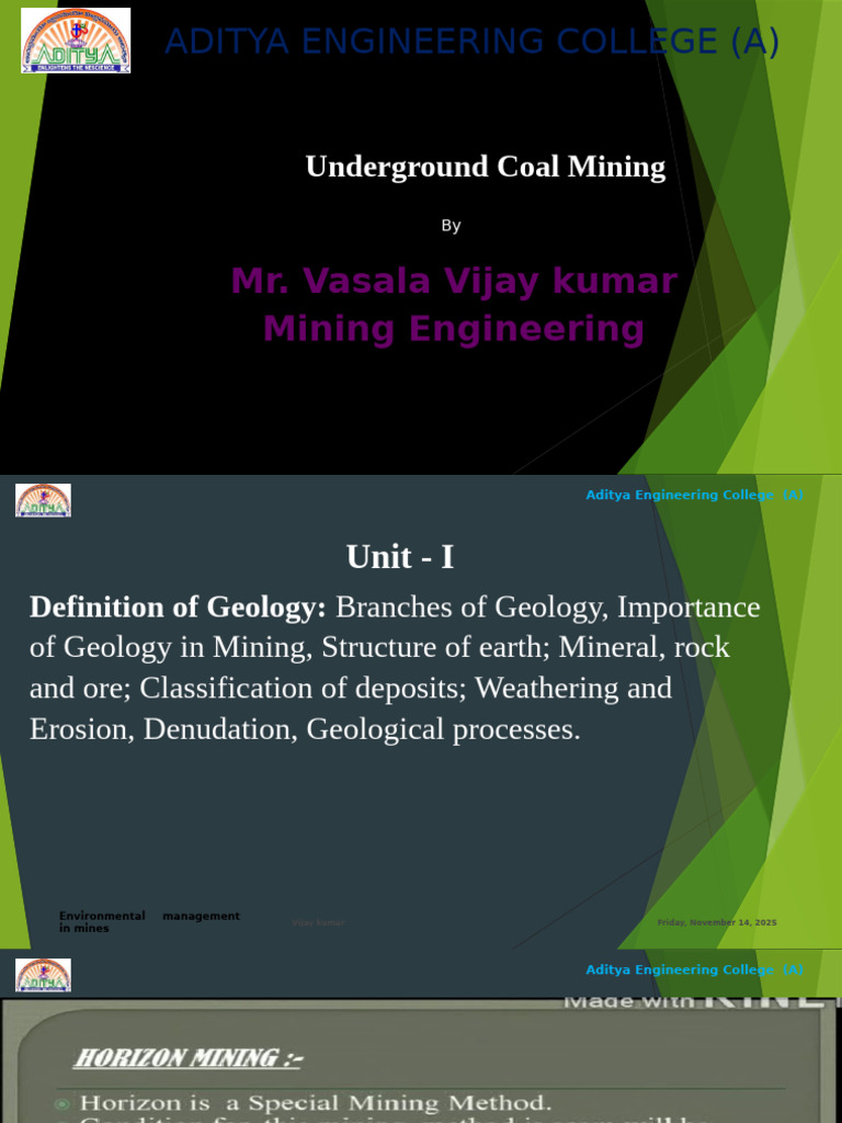 Underground Coal Mining Overview | PDF | Mining | Geology
