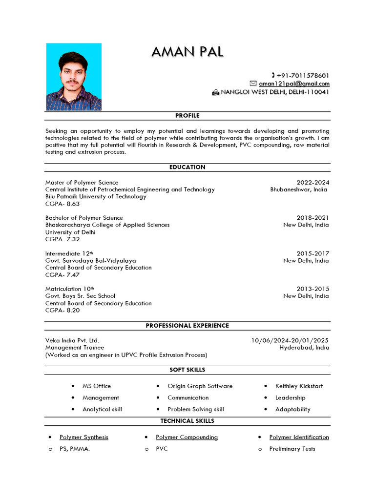 Polymer Science Graduate Resume | PDF | 3 D Printing | Polymers