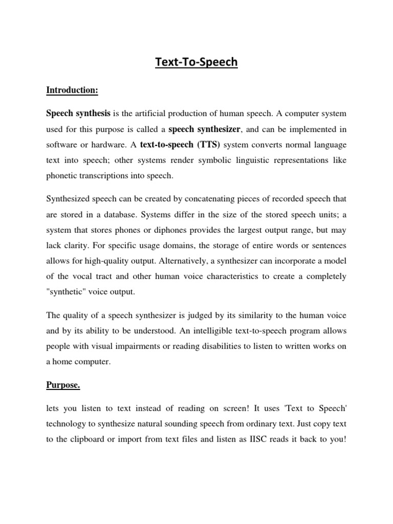 Text To Speech | PDF | Speech Synthesis | Digital Technology