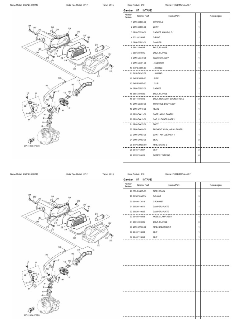 Nomor Part Dan Komponen Mio M3 Di Indonesia. | PDF | Mesin | Teknik Mesin